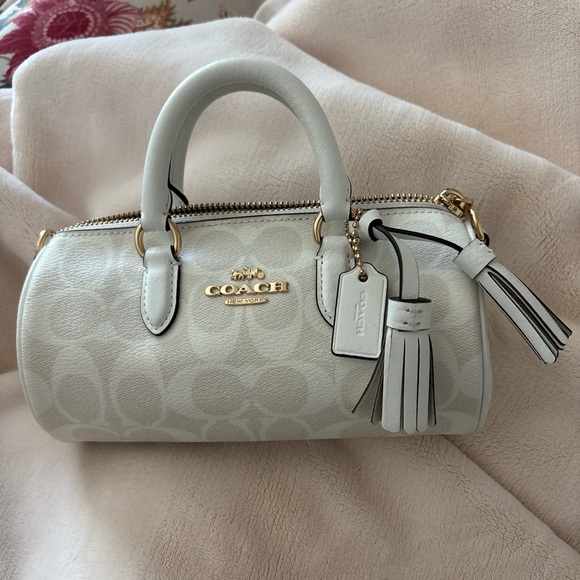 Coach | Bags | Coach Ivory Satchel With Gold Accents | Poshmark